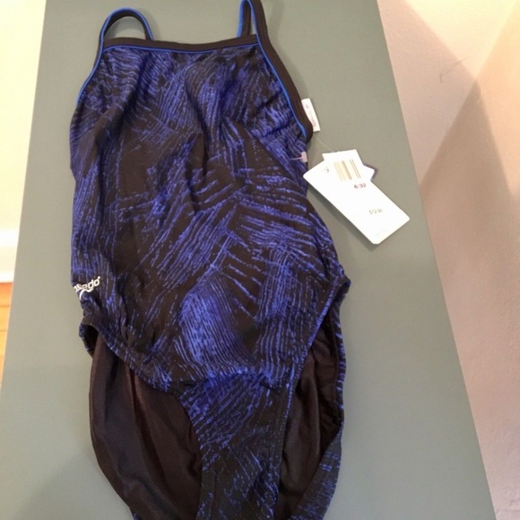 Speedo | Swim | Nwt Speedo Racing Flyback Blk Blue One Piece 32 6 ...